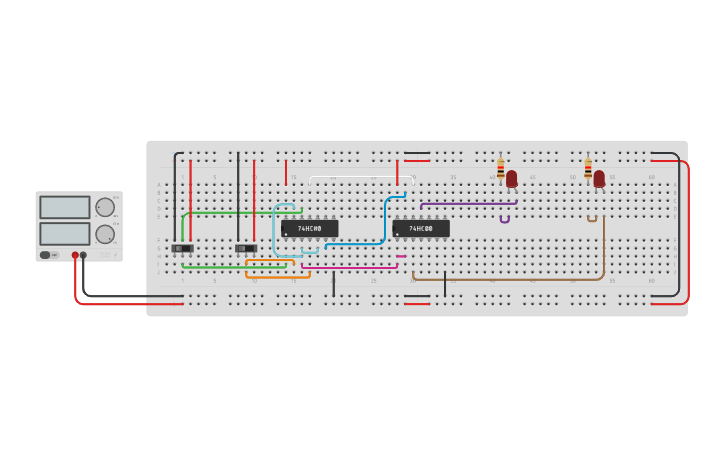 Circuit design HALF ADDER USING NAND GATE - Tinkercad