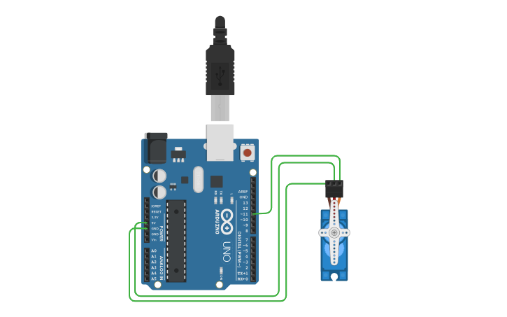 Circuit design Microservo - Tinkercad