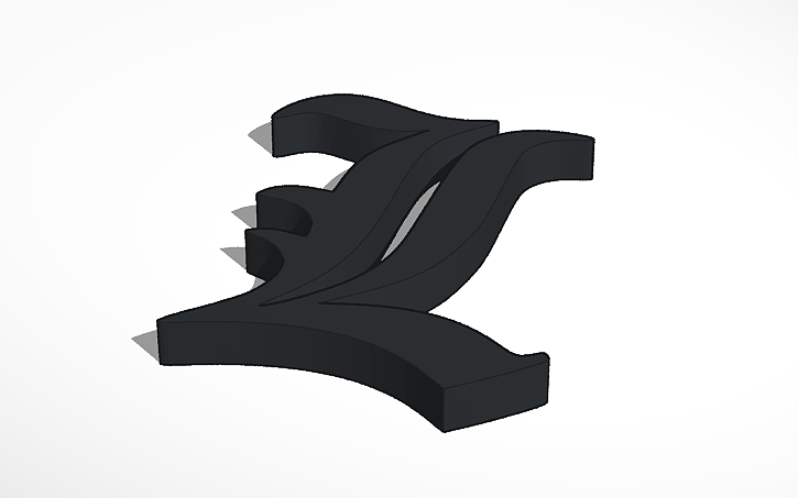 3D design L Symbol from Death Note | Tinkercad