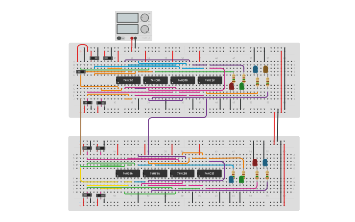 Circuit Design Adder Subtractor Tinkercad