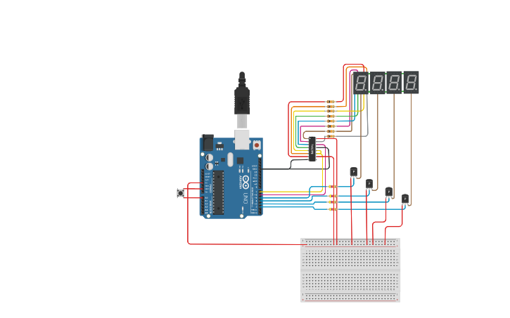 Circuit design 7 segment 4 digit TEST - Tinkercad