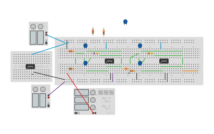 Circuit design Active Band Pass filter - Tinkercad