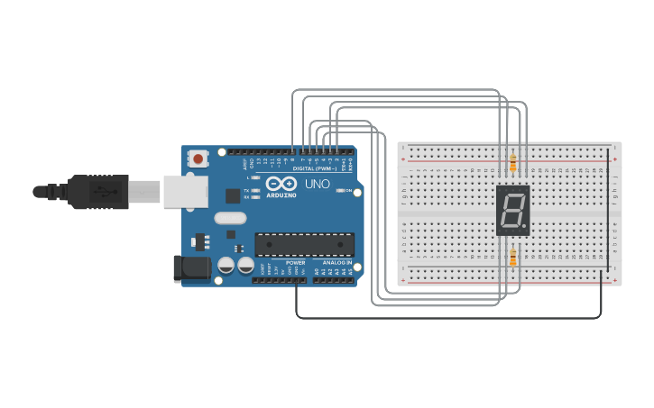 Circuit design DISPLAY DE 7 SEGMENTOS - Tinkercad