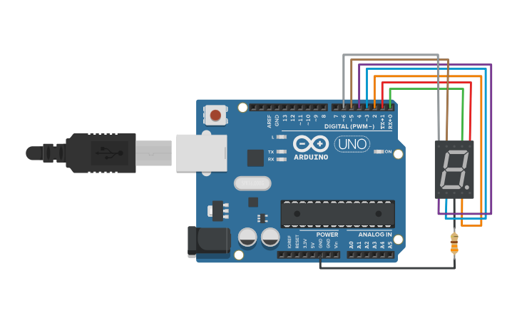 Circuit design Common cathode 7 segment display with Arduino UNO ...