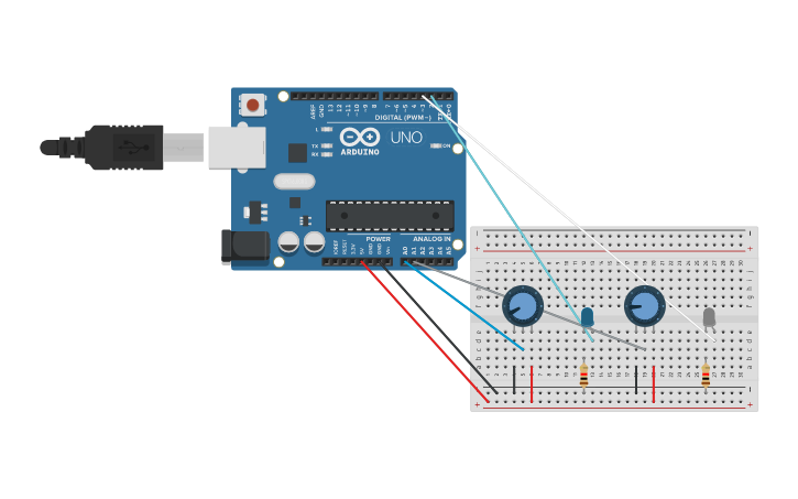 Circuit design 2 Potenciometros y 2 LED's -Leslie :) | Tinkercad