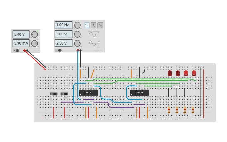 Circuit design ASYNCHRONOUS UPCOUNTER - Tinkercad