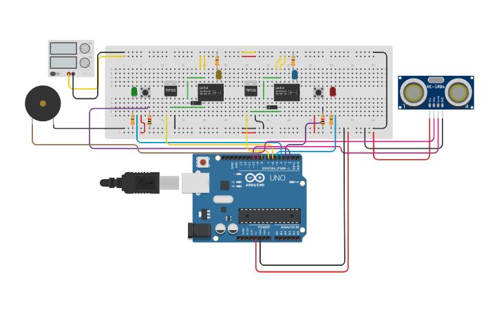 Circuit design pneumatic system - Tinkercad