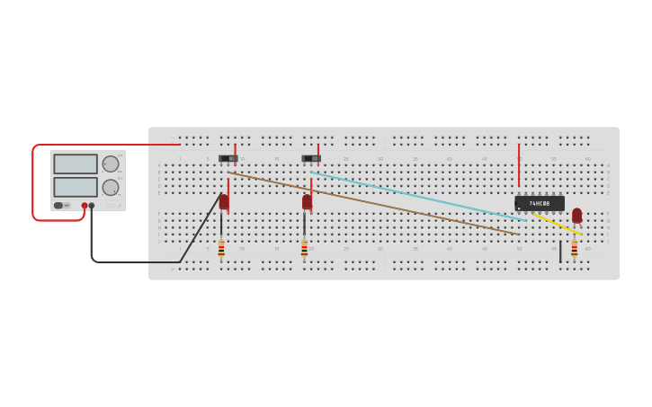 Circuit design 2 Atividade - Montagem de um circuito com porta And - 7408 - Tinkercad