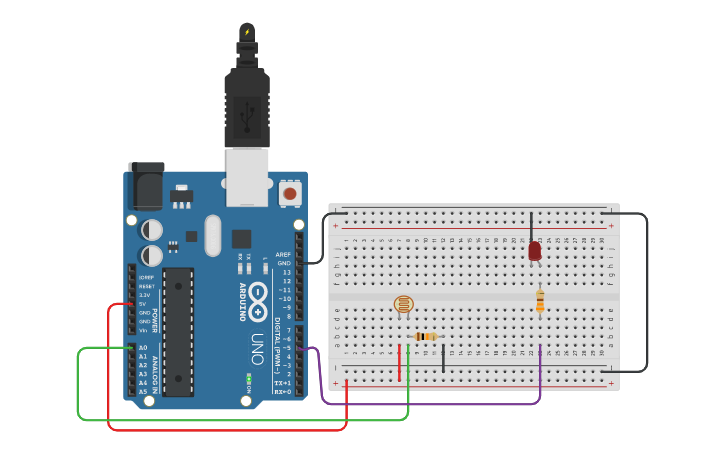 Circuit design FotoCelda Analógico - Tinkercad