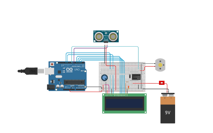 Circuit design Tank water level - Tinkercad