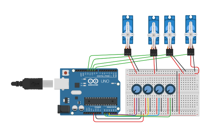 Circuit design Brazo Robotico Arduino - Tinkercad