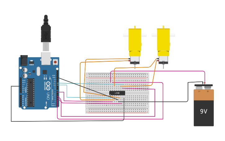 Circuit design H Bridge dc motor - Tinkercad
