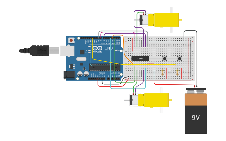 Circuit design Motor_seguidor_linha_Ponte h - Tinkercad