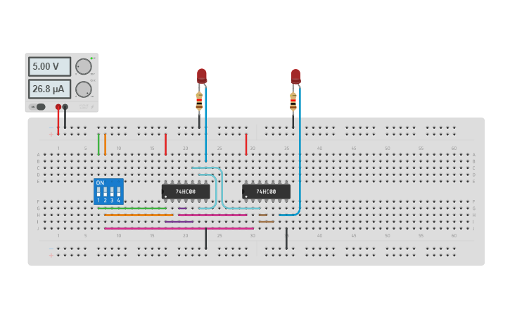 Circuit design HALF SUBTRACTOR USING NAND GATES ONLY | Tinkercad