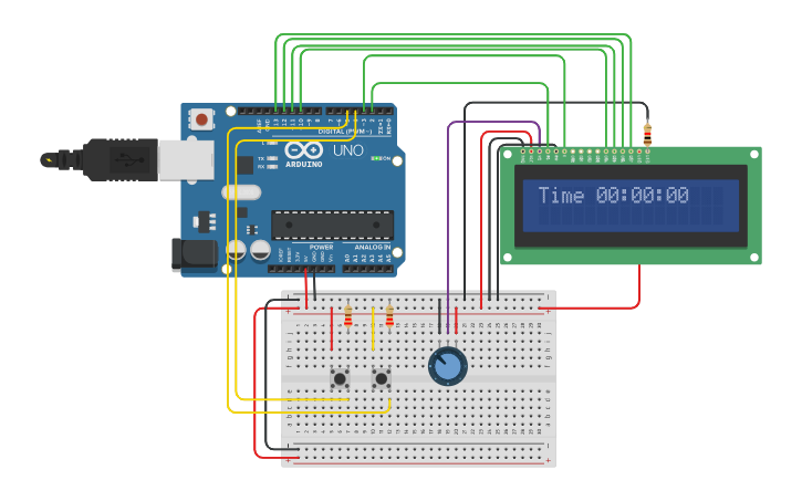 Circuit design StopWatch - Tinkercad