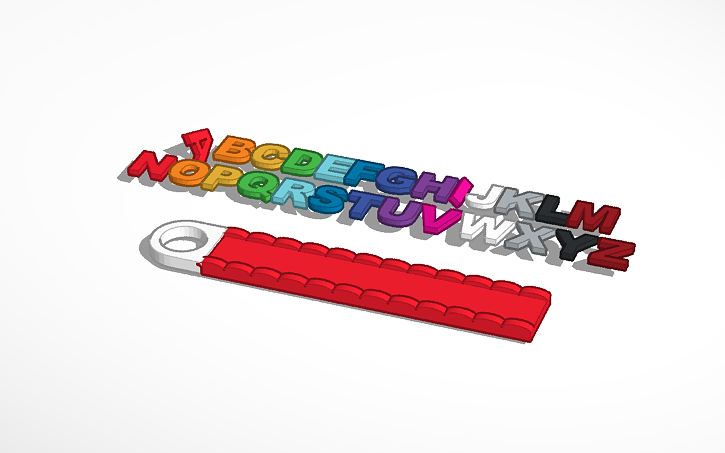 3D design Lesson: Key ring, letters! result - Tinkercad