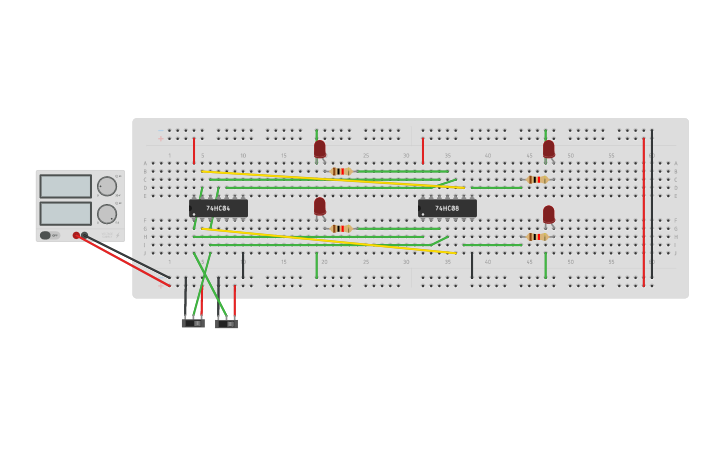 Circuit design 2 to 4 Line Decoder - Tinkercad