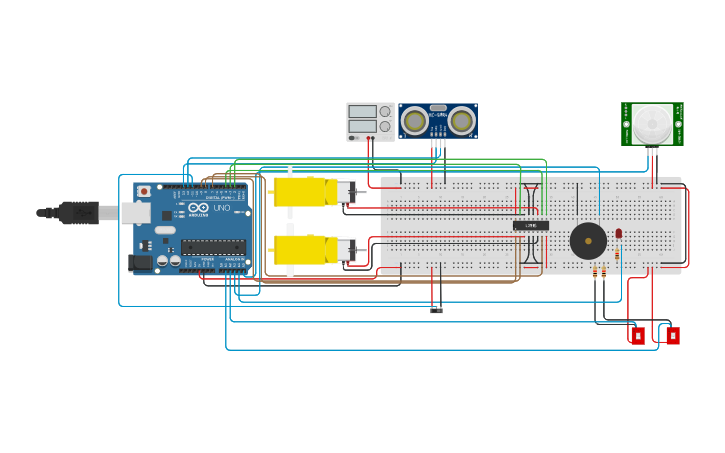 Circuit design Robot-Seguidor de línea - Tinkercad