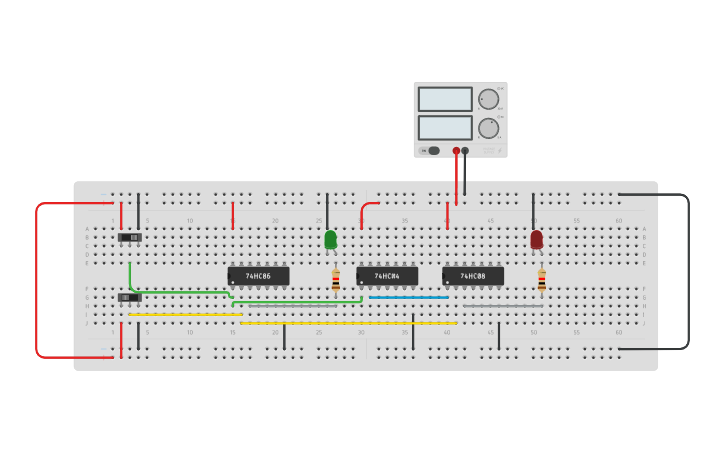 Circuit design Half Subtractor - Tinkercad