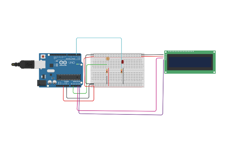 Circuit design Fotoresistencia con lcd - Tinkercad