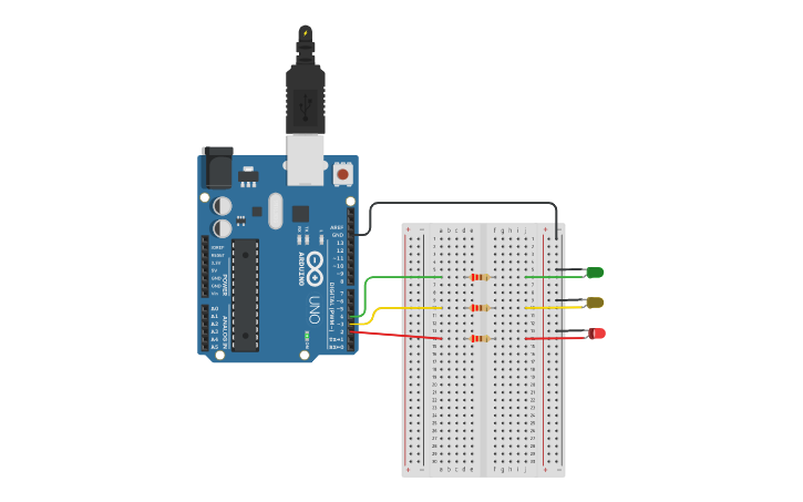 Circuit design Traffic Lights | Tinkercad