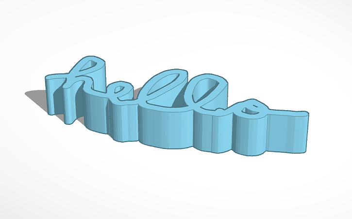 3D design THE CURSIVE HELLO - Tinkercad