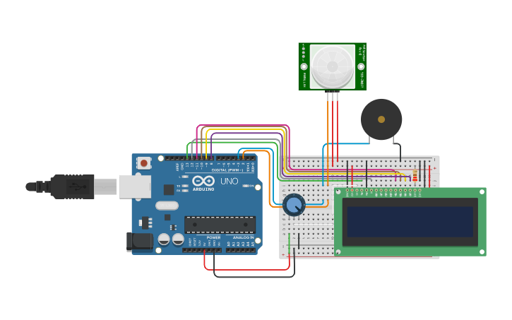 Circuit design PIR Sensor Practical | Tinkercad