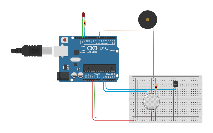 Circuit design Fire Alarm System With Temperature And Gas Sensors ...