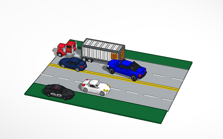 3D design highway car crash - Tinkercad