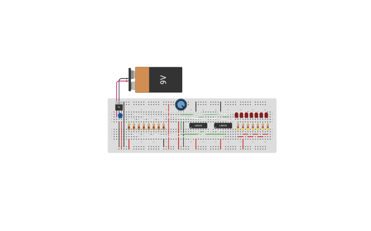 Circuit design 3-bit Flash-Type Analog to Digital Converter - Tinkercad