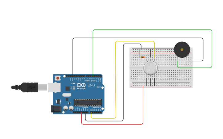 Circuit Design Gas Sensor Tinkercad