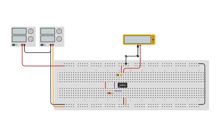 Circuit design Prova 1 Parametri operazionali | Tinkercad