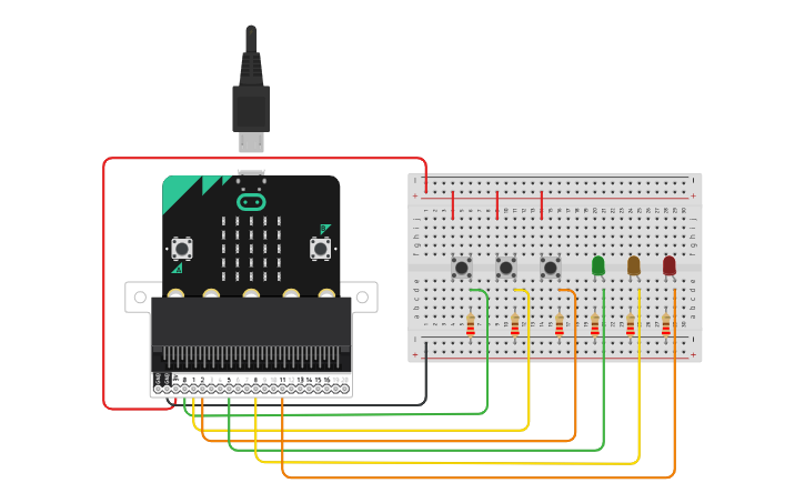 Circuit Design Tres Pulsadores Y Tres Led´s Valle Serrano 3ºd Tinkercad