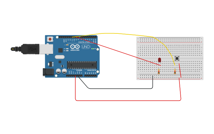 Circuit design led con pulsador - Tinkercad