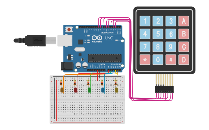 Circuit design LED COLOR CODE - Tinkercad