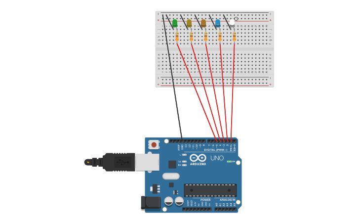 Circuit design encender leds - Tinkercad