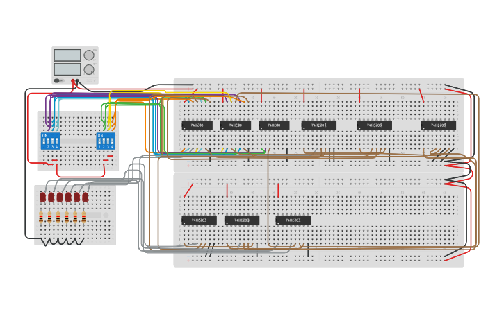 Circuit design 3 BIT MULTIPLIER - Tinkercad