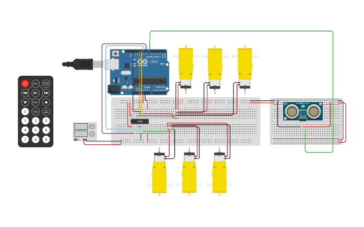 Circuit design Proyecto Carrito Arduino - Tinkercad