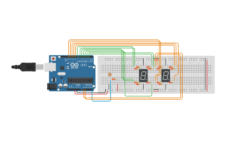 Circuit design LDR % display | Tinkercad