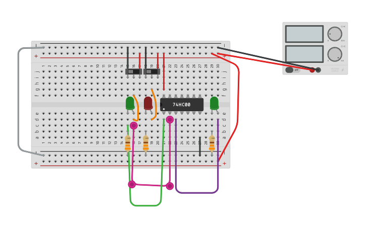 Circuit design 74HC00 - Tinkercad