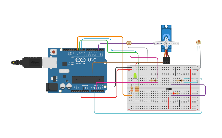 Circuit design Solar/Light Follower | Tinkercad