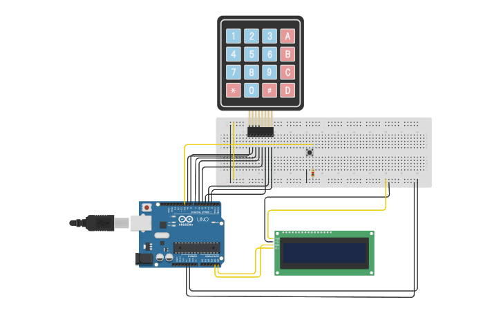Circuit design 4x4 Keypad - Tinkercad
