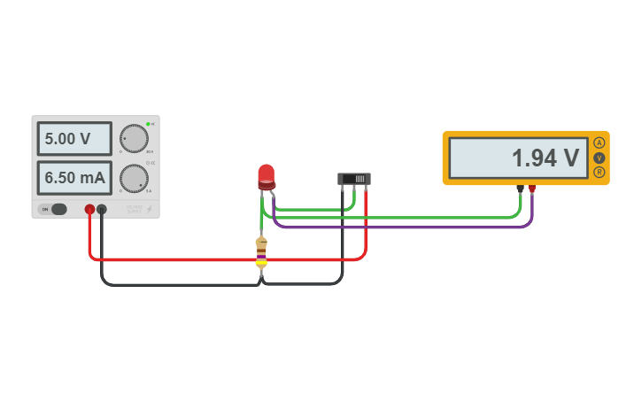 Circuit design Example 1 -LED mechanical switch - Tinkercad