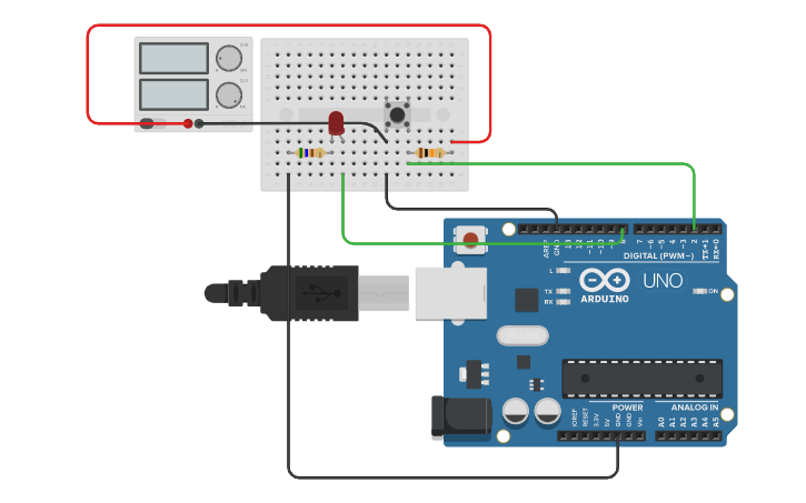 Circuit design Encendido y apagado de un LED | Tinkercad Circuit design Encendido y apagado de un LED | Tinkercad