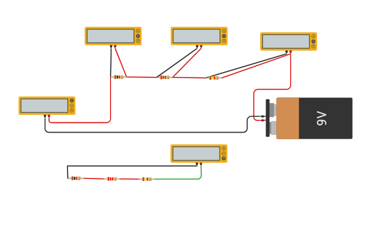 Circuit design circuito en serie 7 colores resistencias | Tinkercad