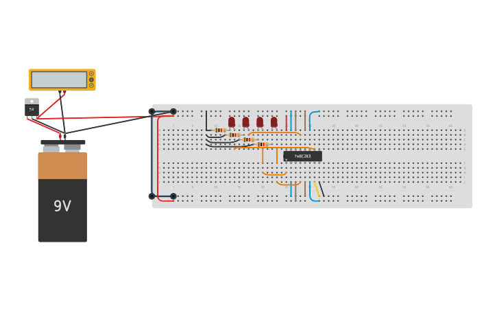 Circuit design Mạch cộng đầy đủ 2 bit dùng 74HC283 | Tinkercad