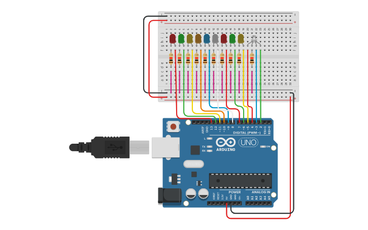 Circuit design Projeto pisca pisca - Tinkercad