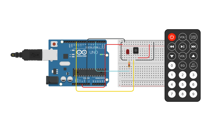 Circuit design Controlling LED using IR Remote - Tinkercad Circuit design Controlling LED using IR Remote - Tinkercad