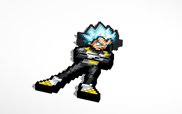 3D design Vegeta Super Saiyan blue 8-bit game character - Tinkercad