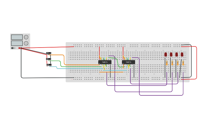 Circuit design Shift Register Serial Paralelo | Tinkercad